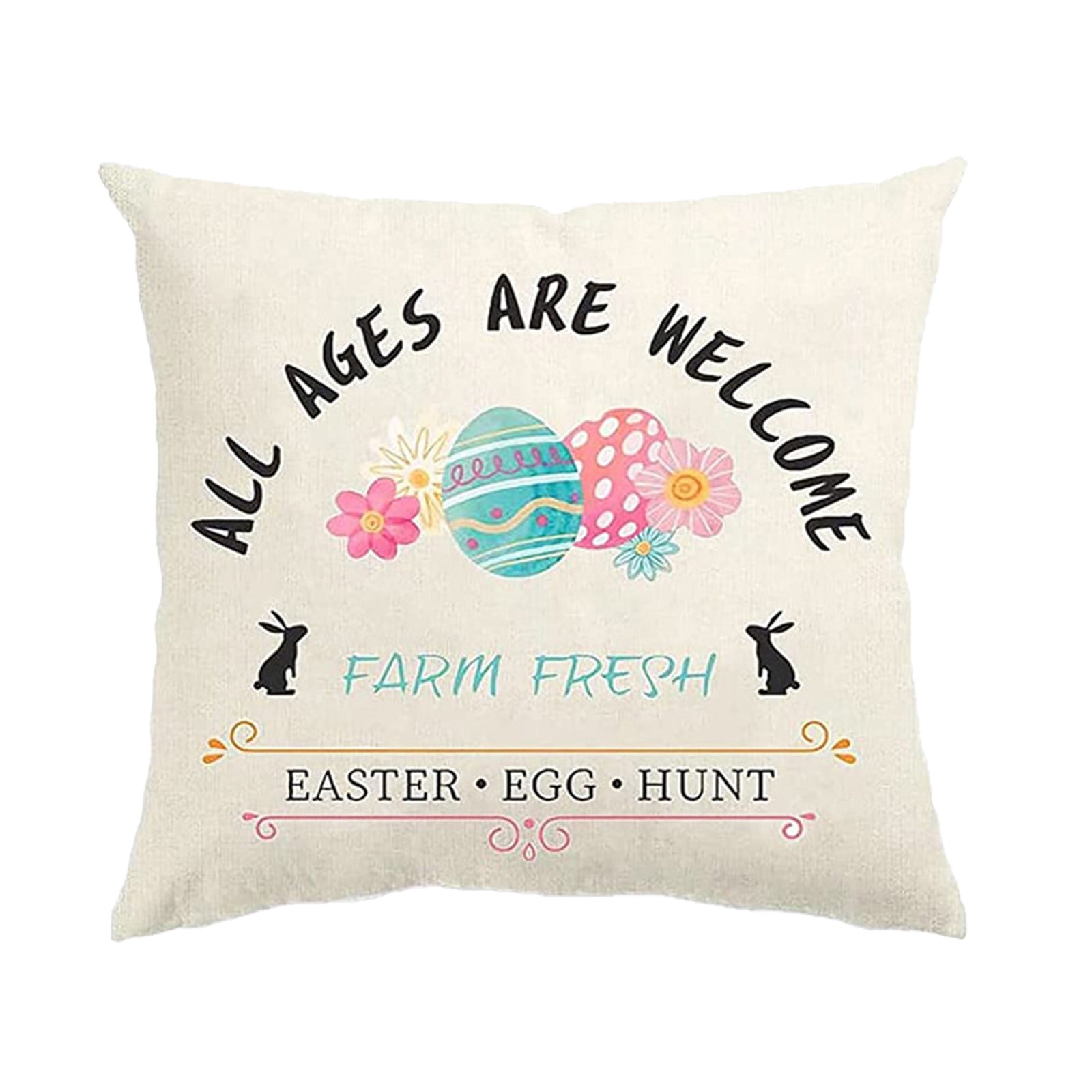 Moocorvic Easter Pillow Cover Spring Decor Easter Bunny Egg Florals ...