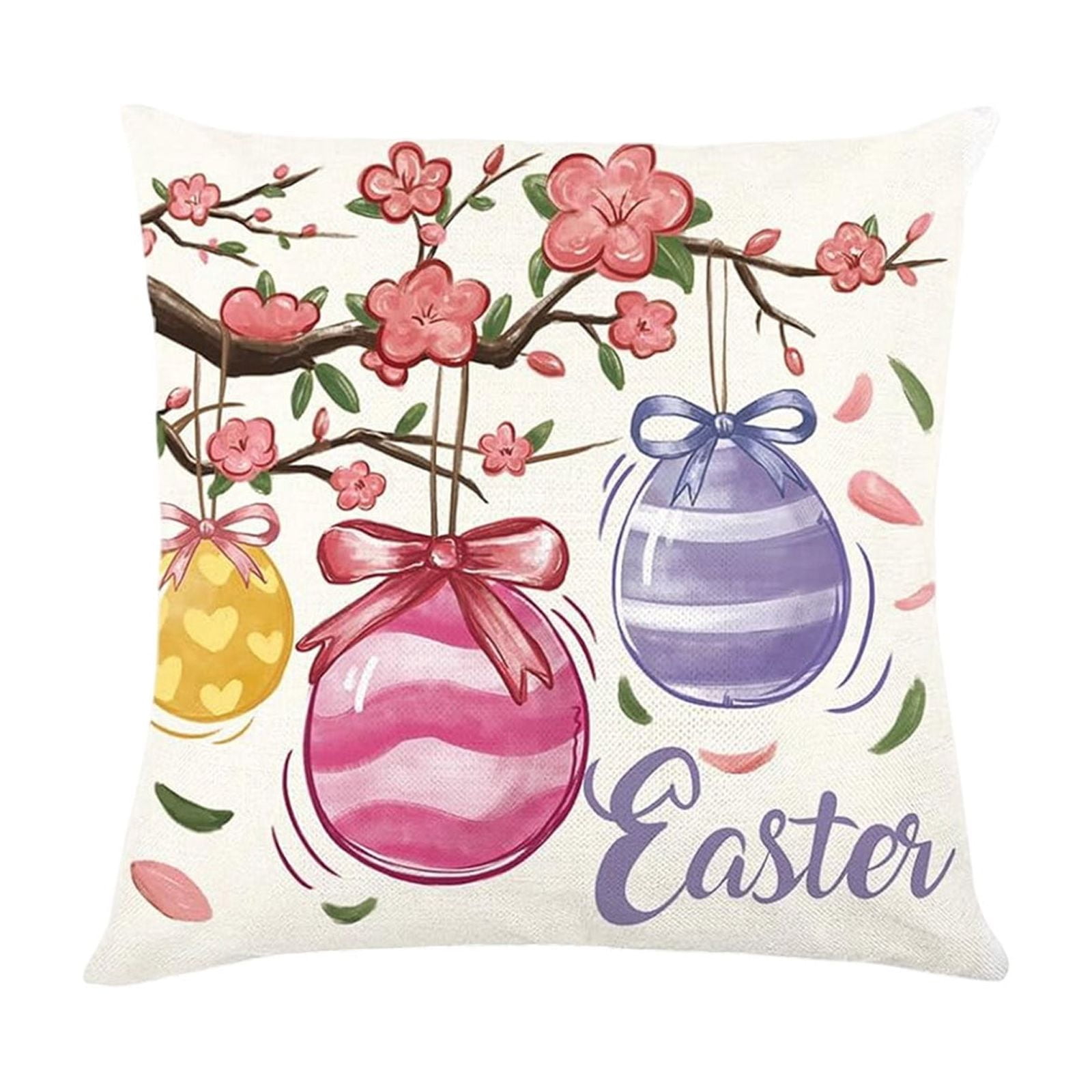 Moocorvic Easter Pillow Covers Decor Spring Rabbit Eggs Decorative ...