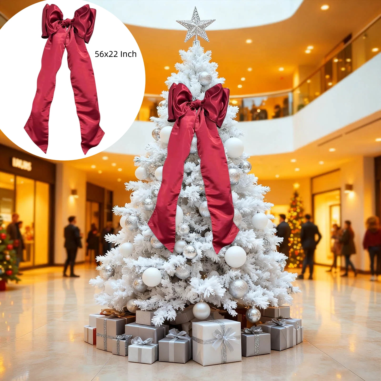 Moocorvic Extra Large Christmas Satin Red Bows Christmas Tree Topper ...