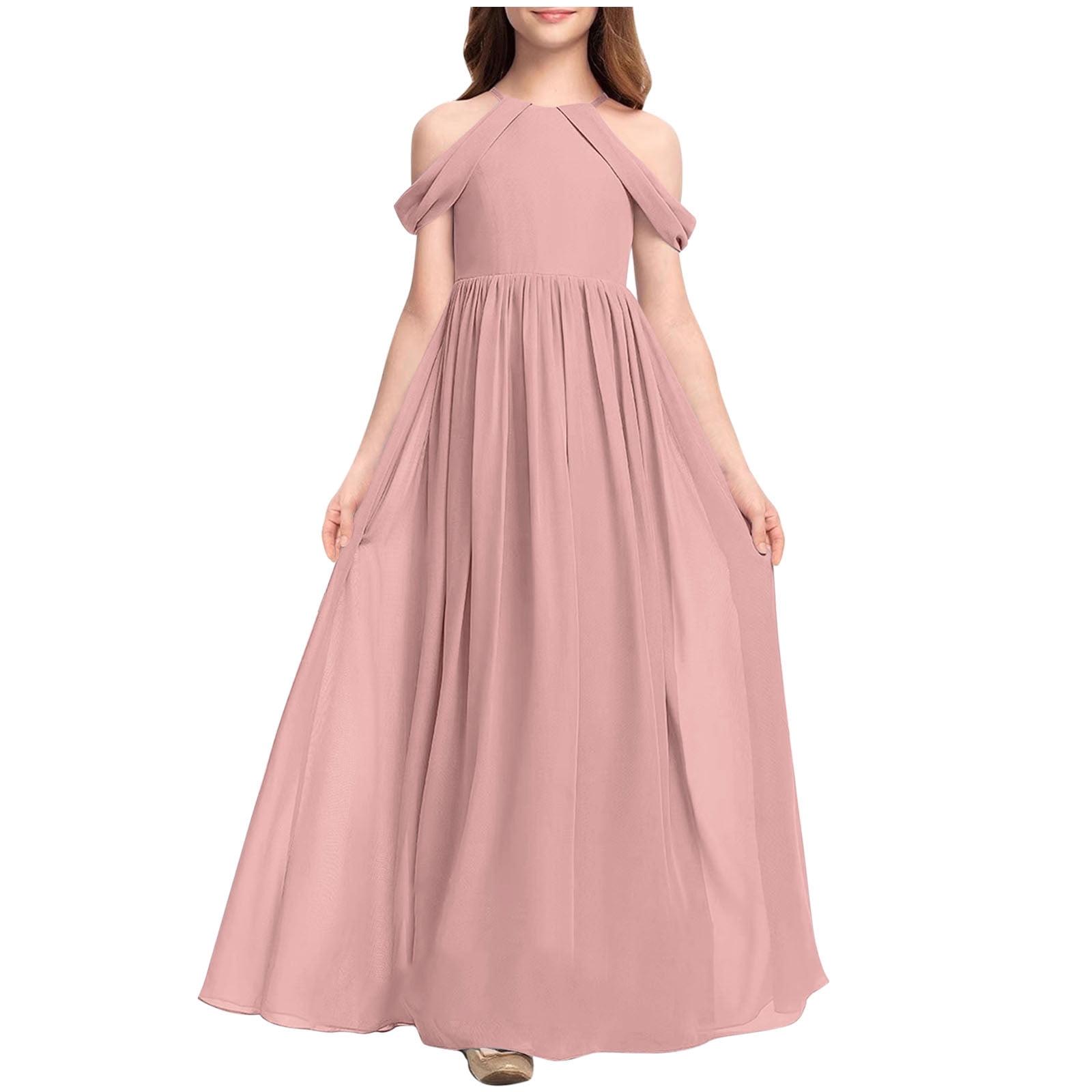 Moocorvic Girls Elegant Dress Off Shoulder A-Line Casual Party Long ...