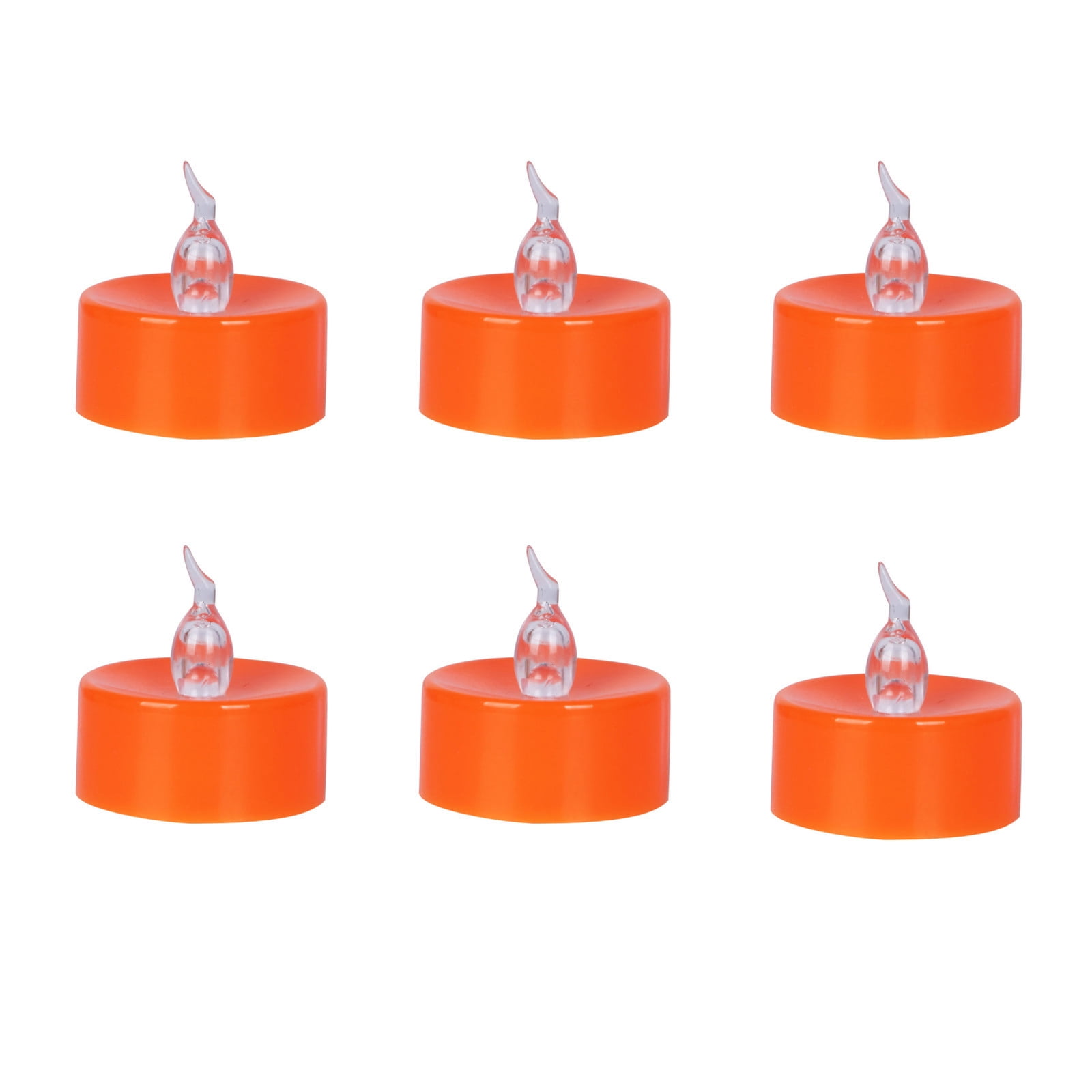 Moocorvic Halloween 6 Pack Orange Tea Light Candles, Battery Operated ...
