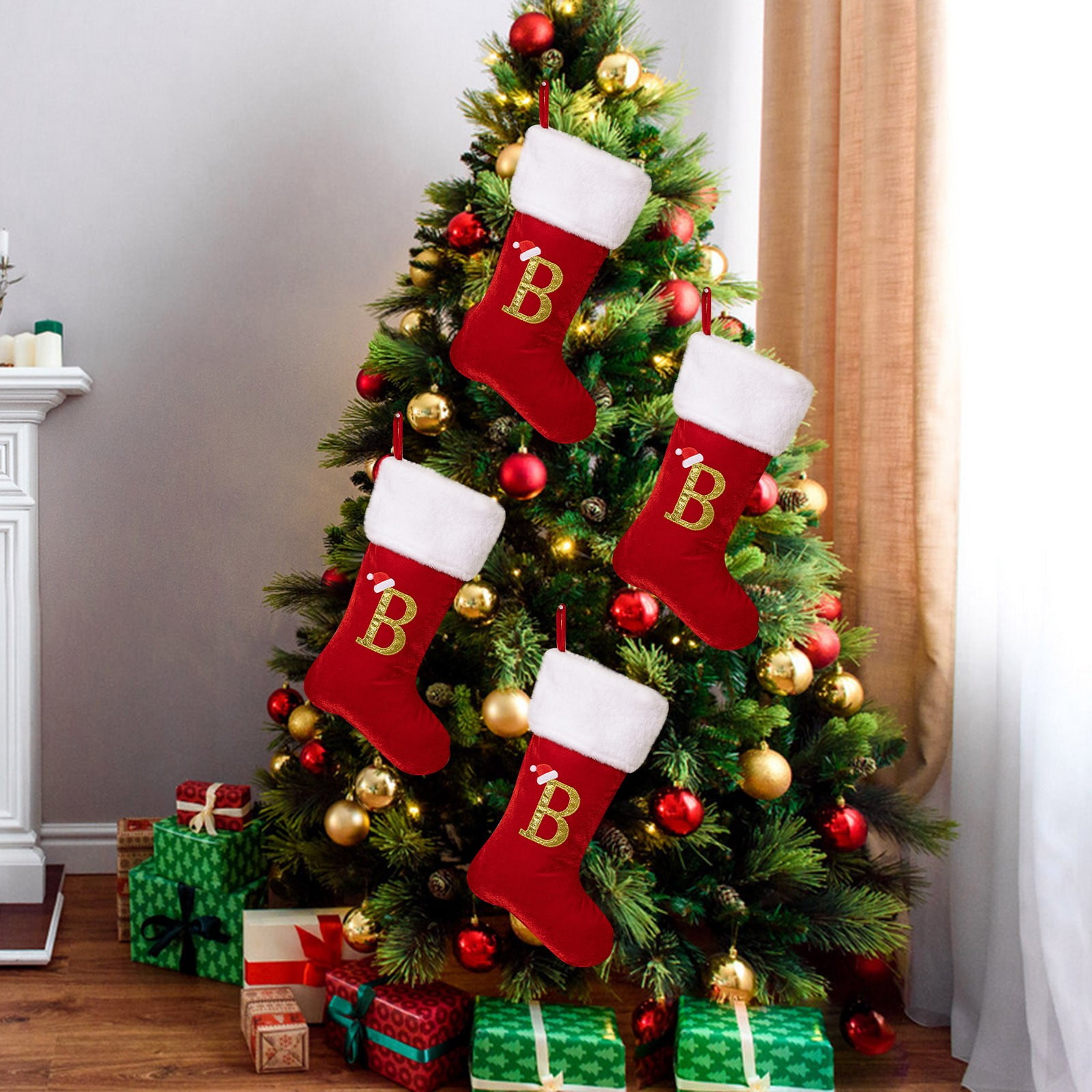 Moocorvic Initial Christmas Stockings Letters Stocking 18'' Alphabet ...