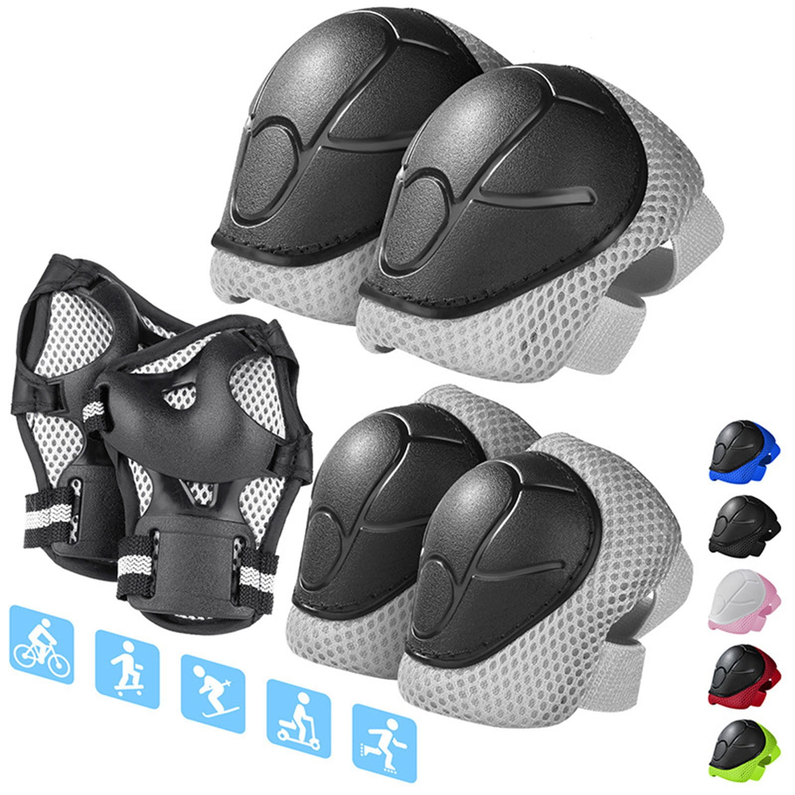 Moocorvic Kids Knee Pads And Elbow Pads Set of 6, 3 in 1 Kids ...