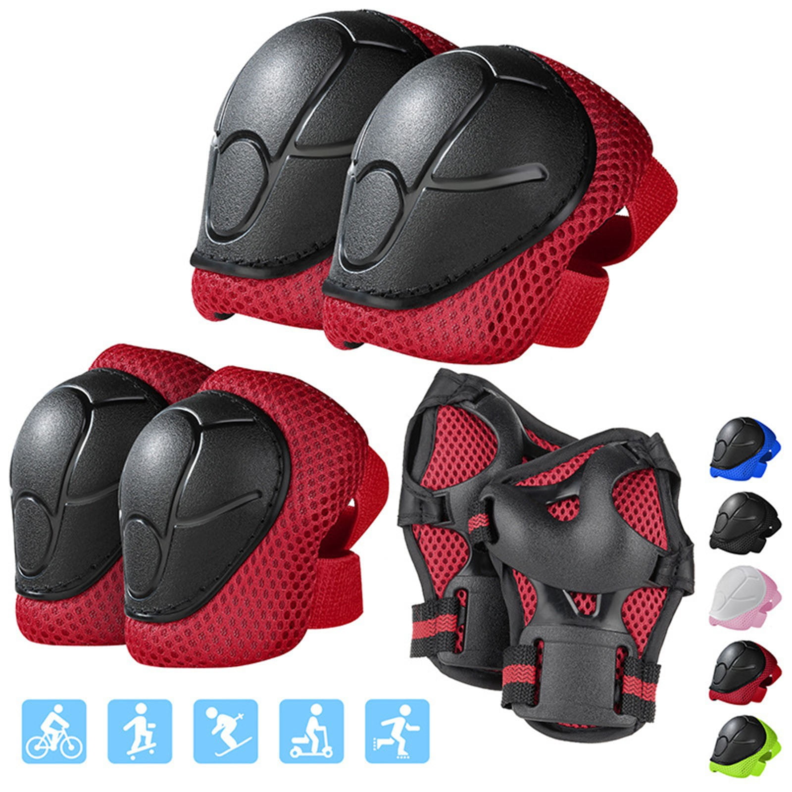 Moocorvic Kids Knee Pads And Elbow Pads Set of 6, 3 in 1 Kids ...