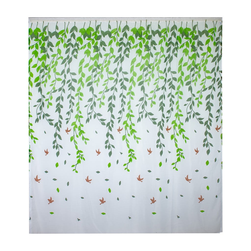 Moocorvic Leaves Sheer Curtain Tulle Window Voile Drape Valance 1 Panel ...