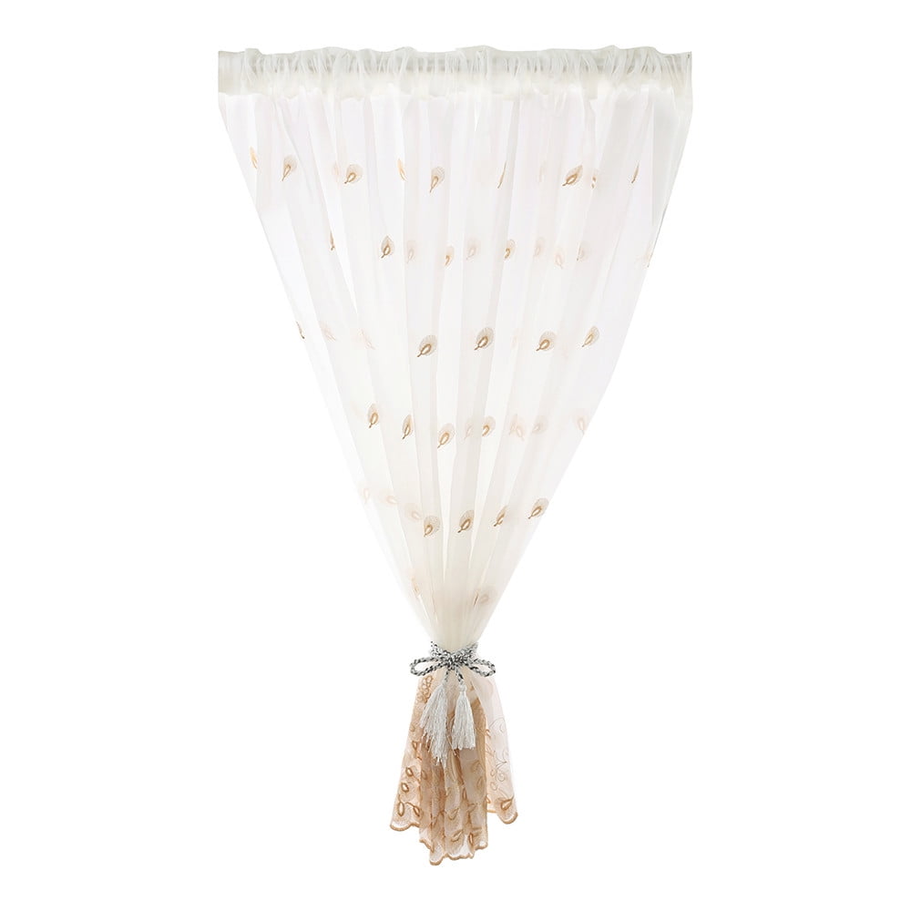 Moocorvic Leaves Sheer Curtain Tulle Window Voile Drape Valance 1 Panel ...