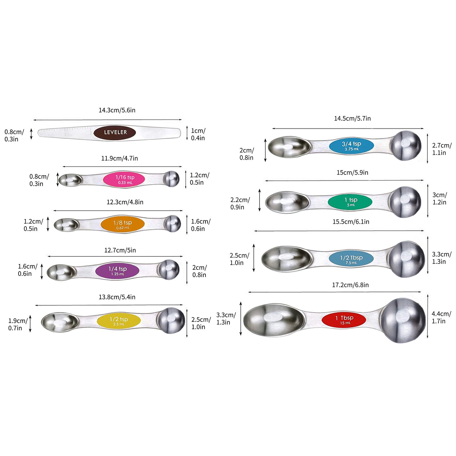 Moocorvic Magnetic Measuring Spoons Set Double-headed Kitchen Spoon ...