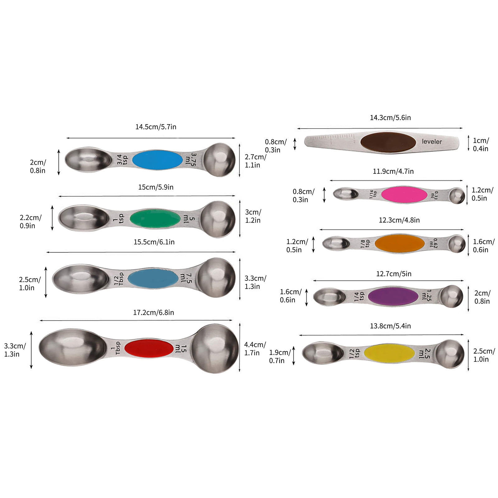 Moocorvic Magnetic Measuring Spoons Set Double-headed Kitchen Spoon ...