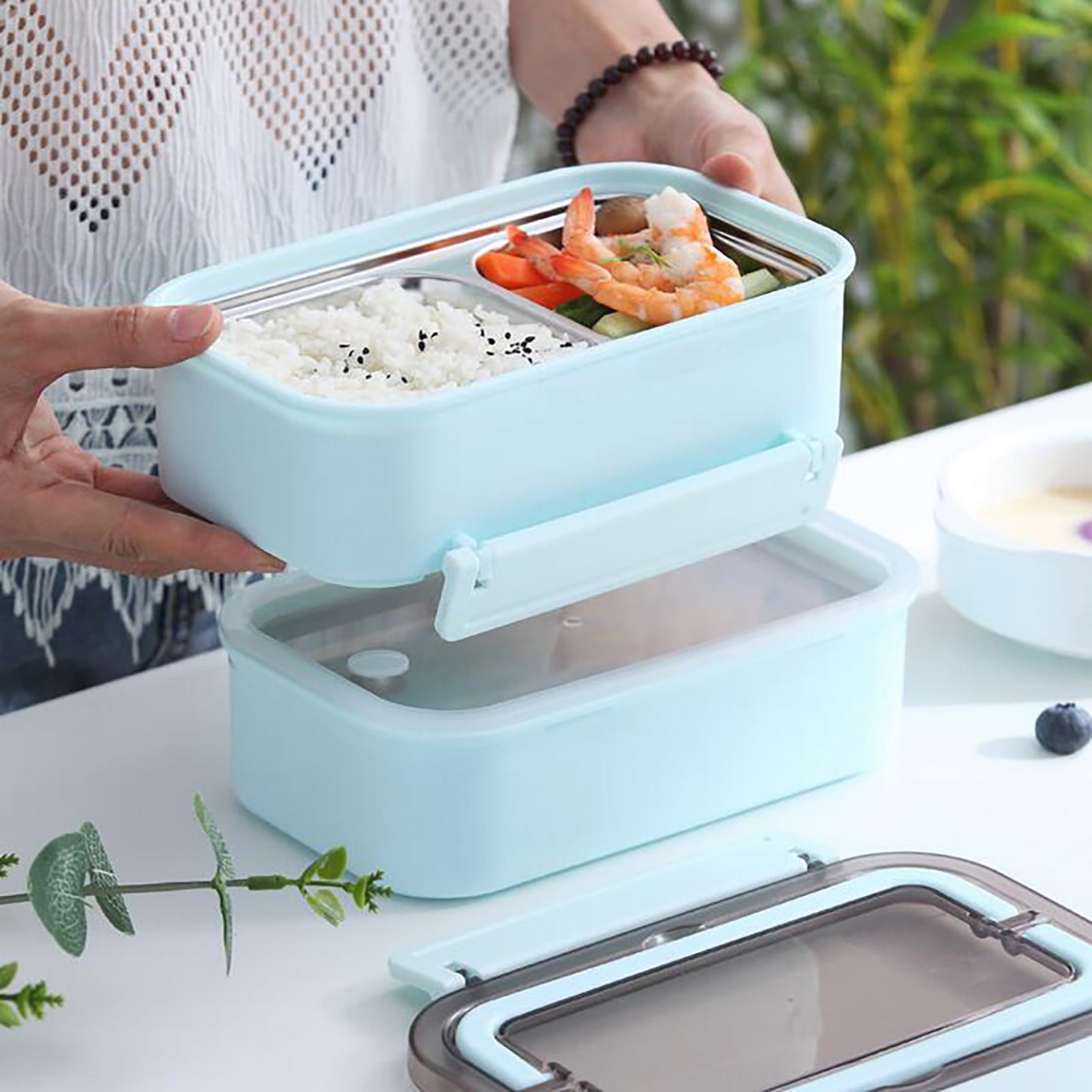Moocorvic Microwave Lunch Box Japanese Wood Bento Box 2 Layer Container ...