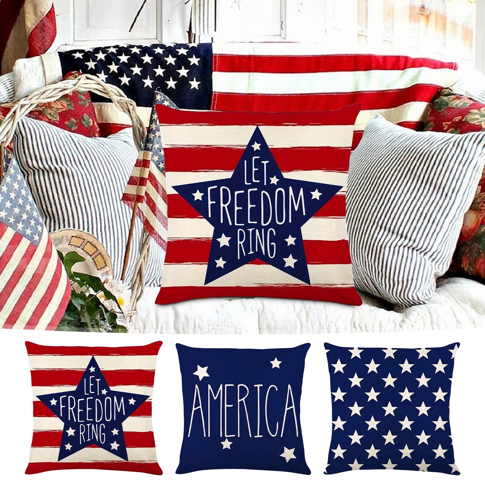 Moocorvic Patriotic Pillow Covers Outdoor 18 x 18, 4th of July ...