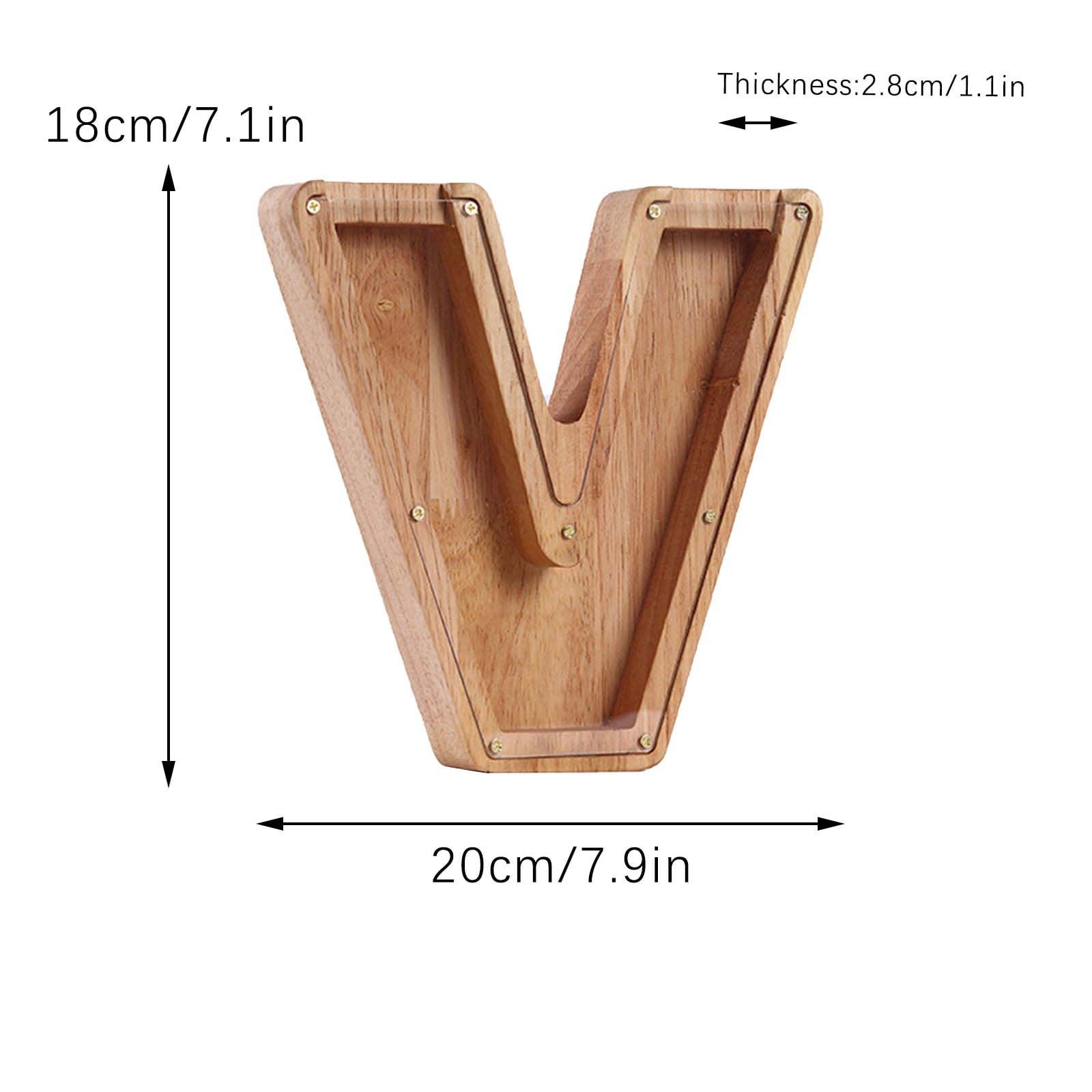 Moocorvic Personalized Wooden Name Money Box Wooden Deposit Box Twenty Six English Letters ...