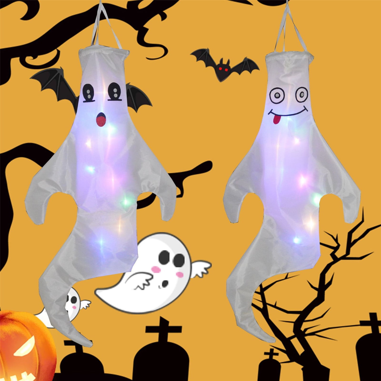 Moocorvic Smiling Ghost 3D Windsock Halloween Home Decor Home Bag ...