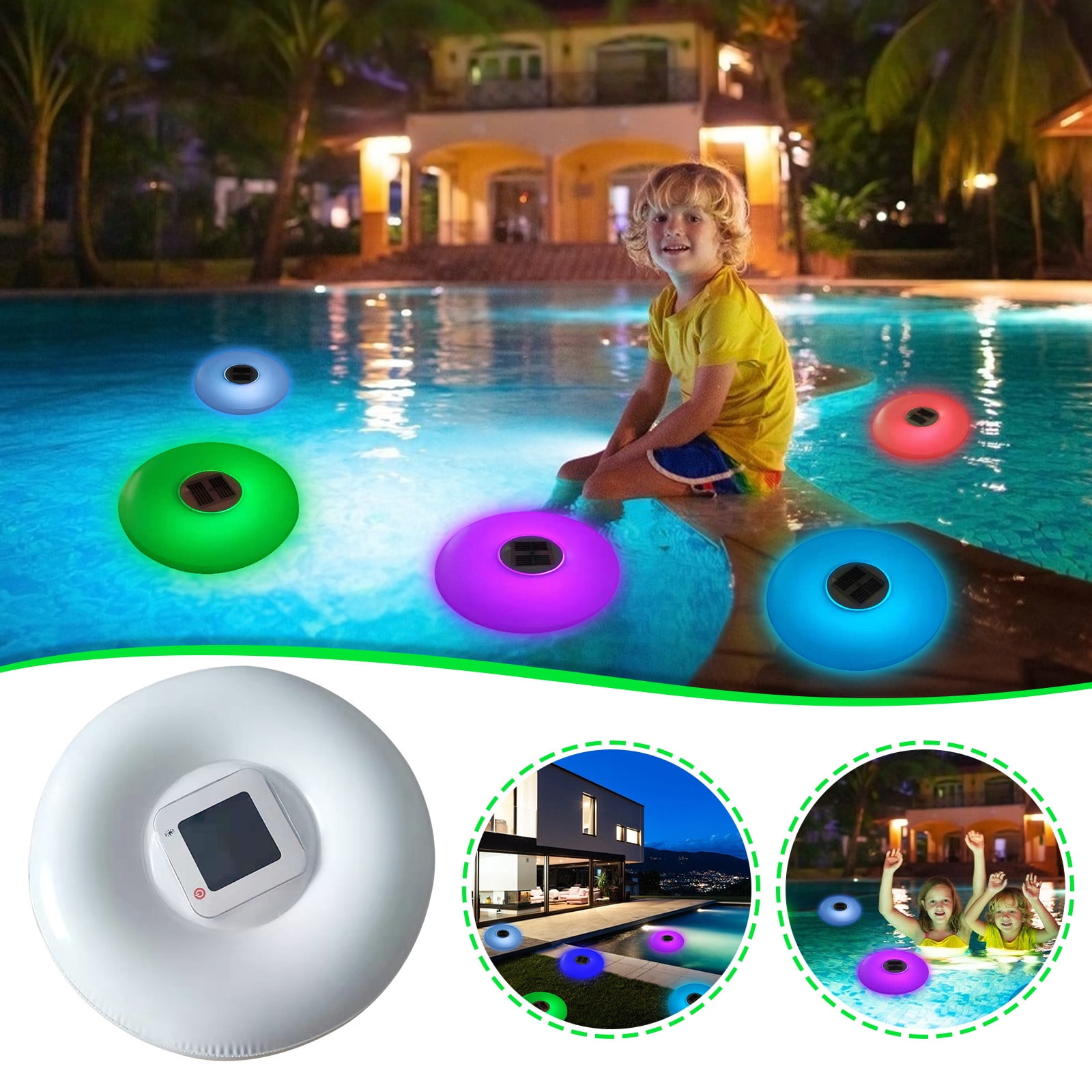 Moocorvic Solar Swimming Pool Lamp LED Colorful Inflatable Swimming ...