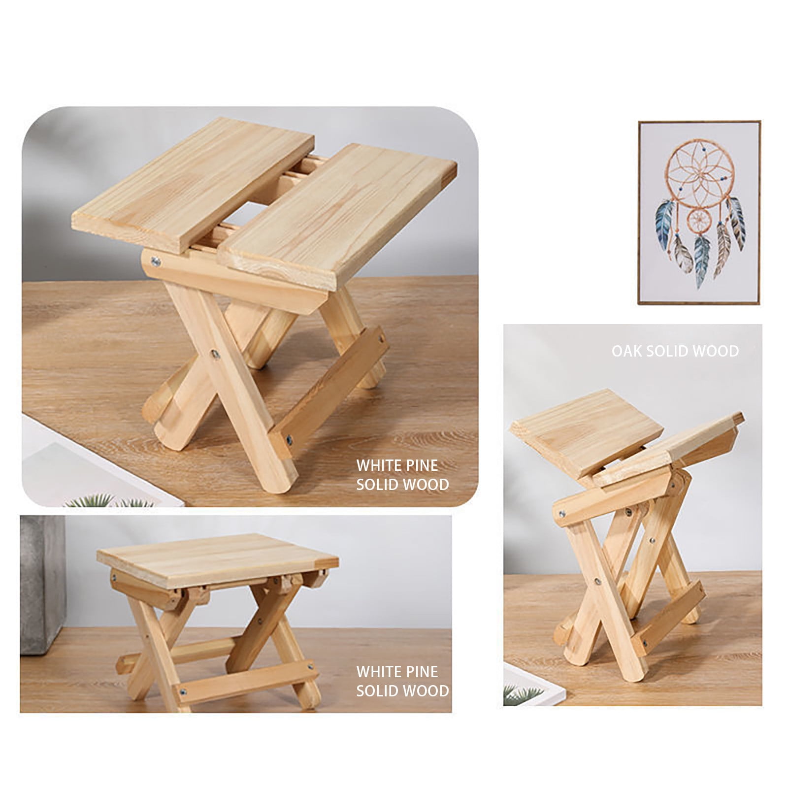 Moocorvic Sturdy Wooden Square Folding Side Table Small Wooden Folding ...