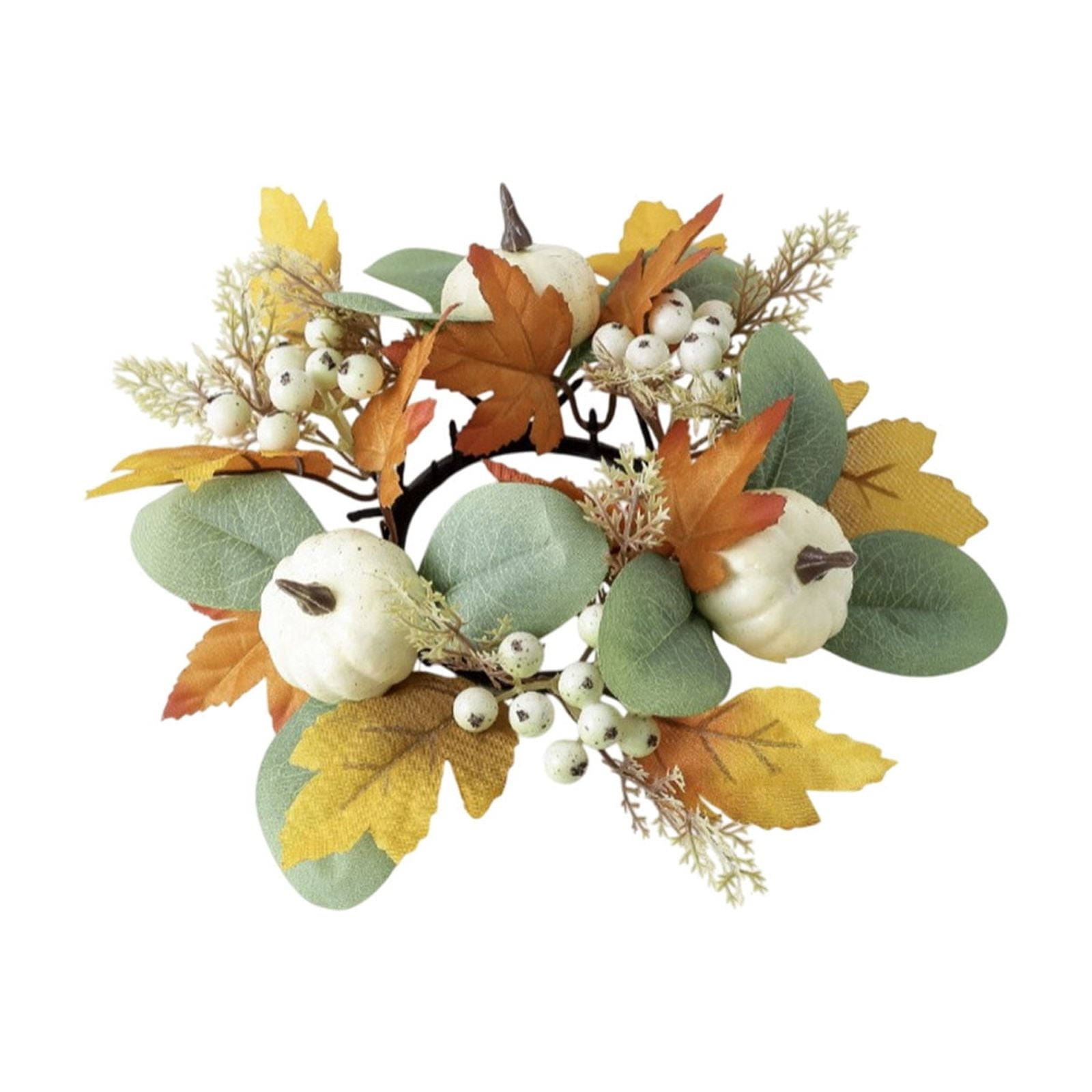 Moocorvic Thanksgiving Decorations Fall Candle Ring Wreaths Artificial ...
