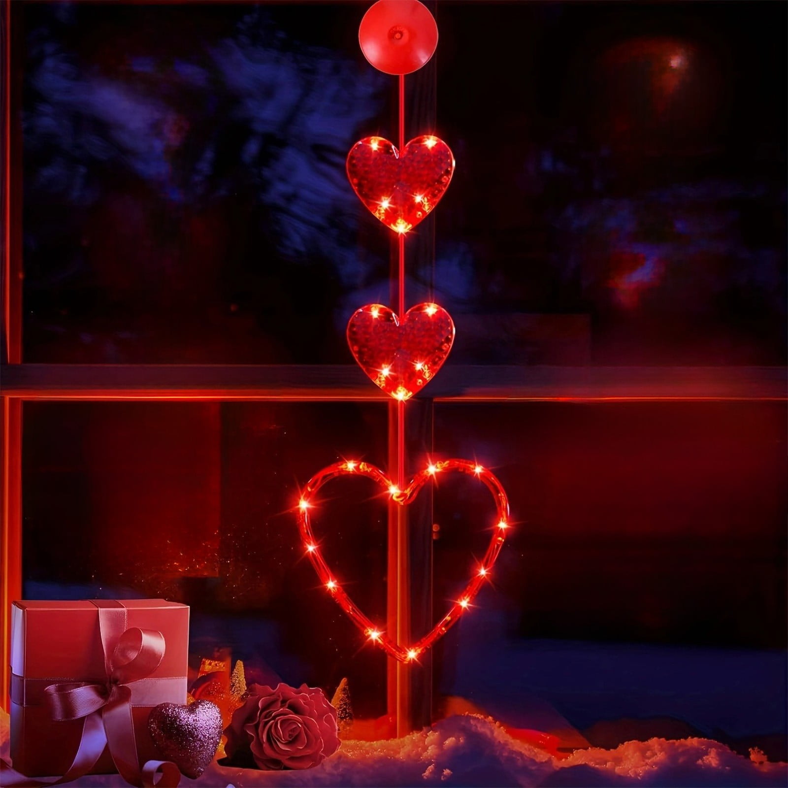 Moocorvic Valentine's Day Window Lights Decorations, Heart-Shape ...