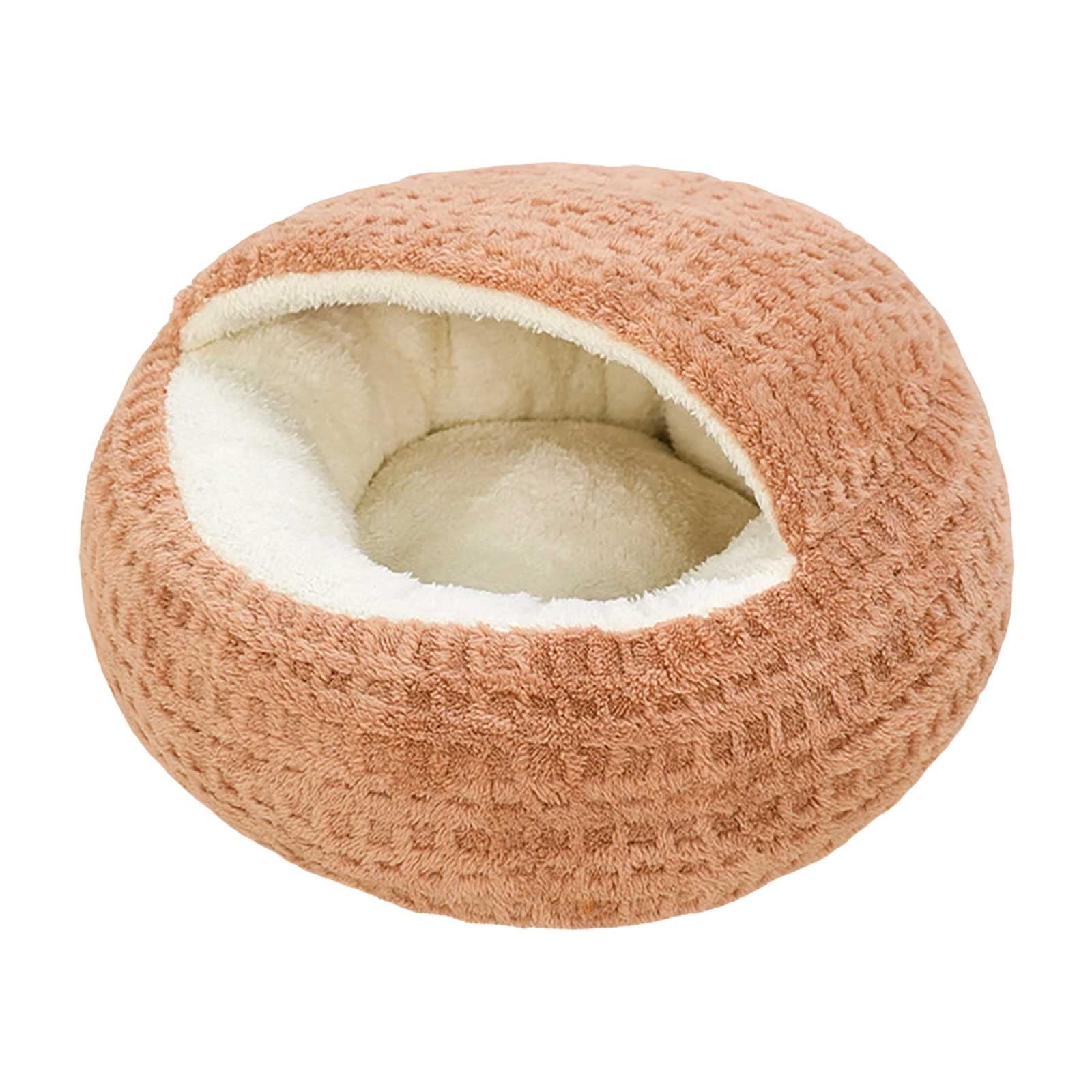 Moocorvic Winter Cat Bed, Round Plush Hooded Bed Cave for Indoor Cats ...