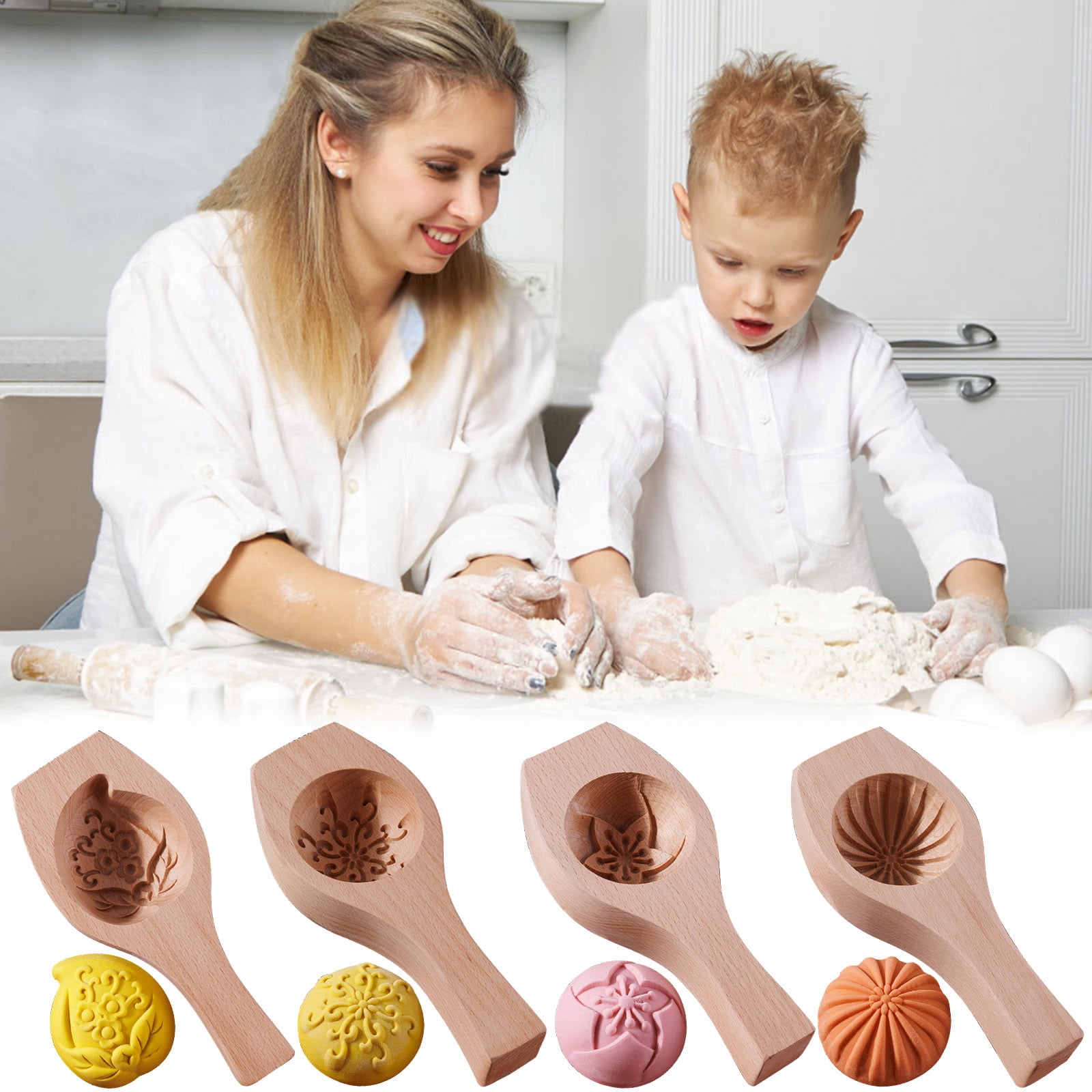 Moocorvic Wooden Cookie Molds for Baking, Cake Molder Chinese Mold ...