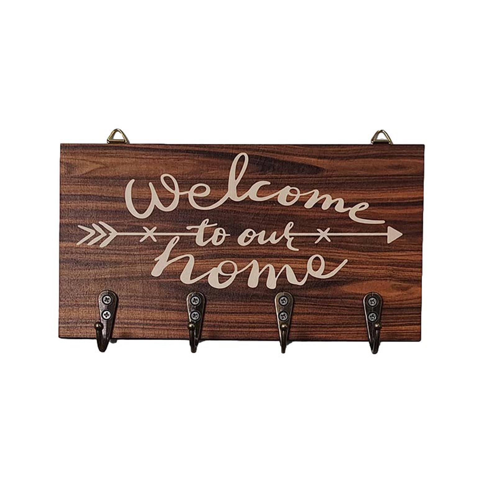 Moocorvic Wooden Welcome Key Holder Porch Living Room Wall Decoration ...