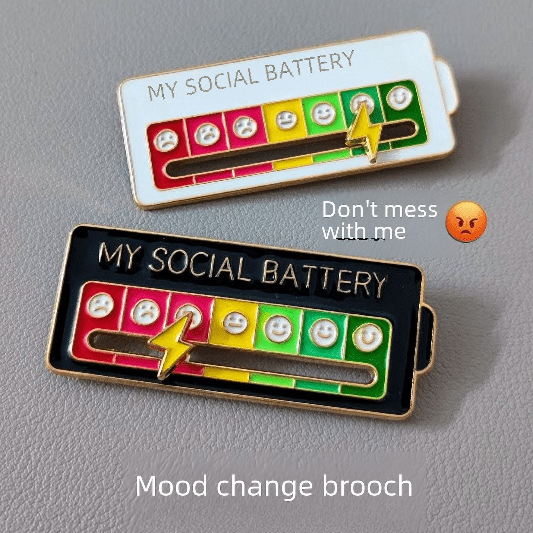 Mood Conversion Energy Brooch Personality Slidable Social Power Metal ...