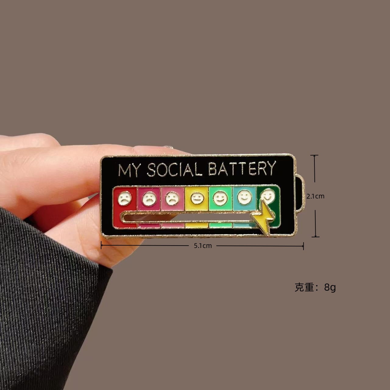 Mood Conversion Energy Brooch Personality Slidable Social Power Metal ...