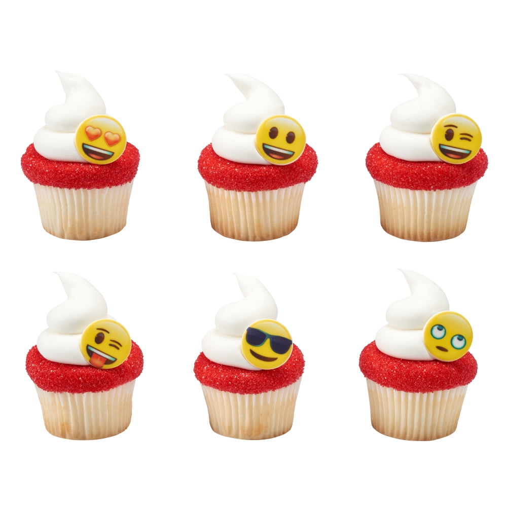 Mood Face Smile Cupcake Rings 12 pcs – Fun Expression Face Toppers for ...