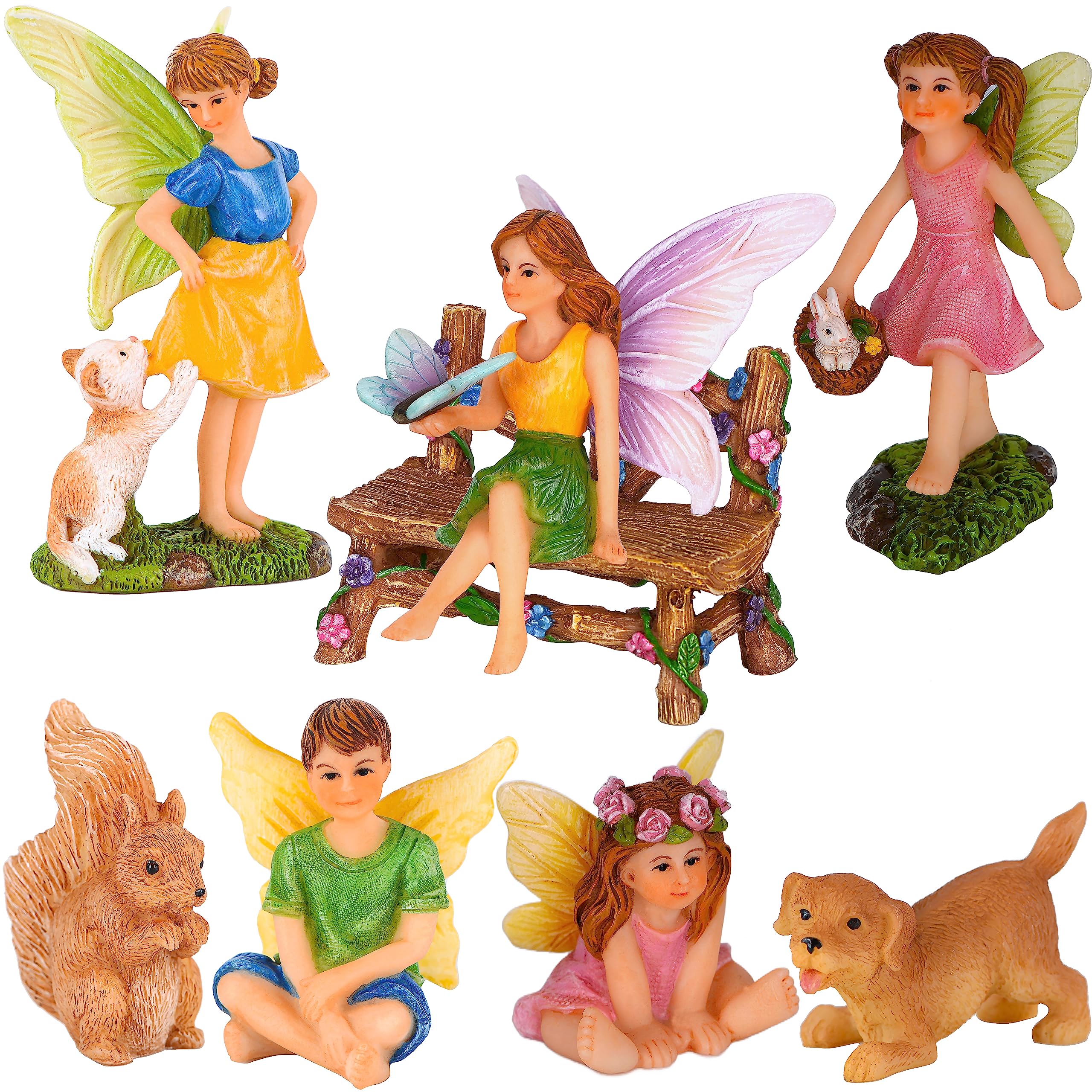 Mood Lab Fairy Garden MMF7 - Miniature Fairies Figurines with Animals ...