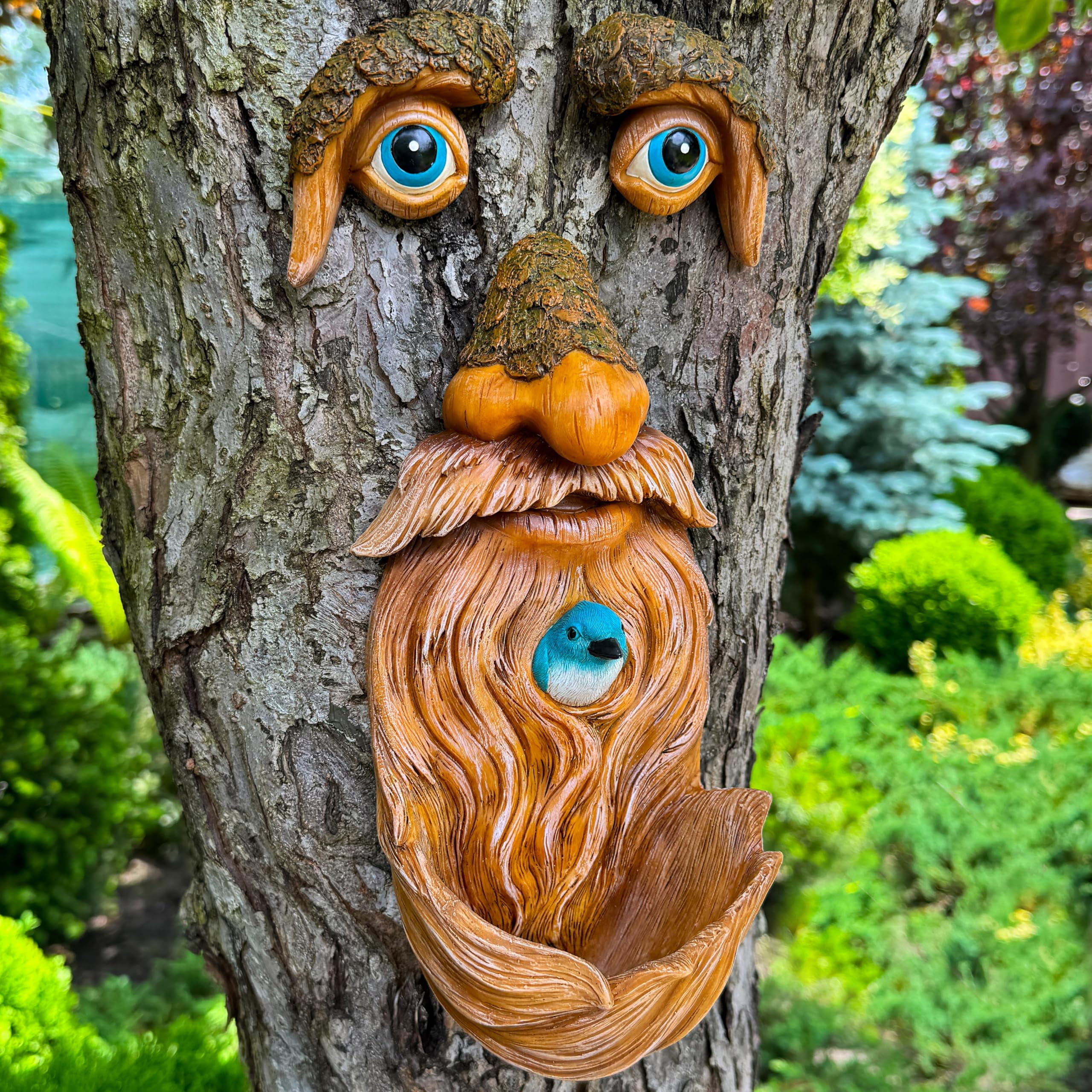 Mood Lab Tree Faces Decor Outdoor - Old Man Bird Feeder - Tree Hugger ...