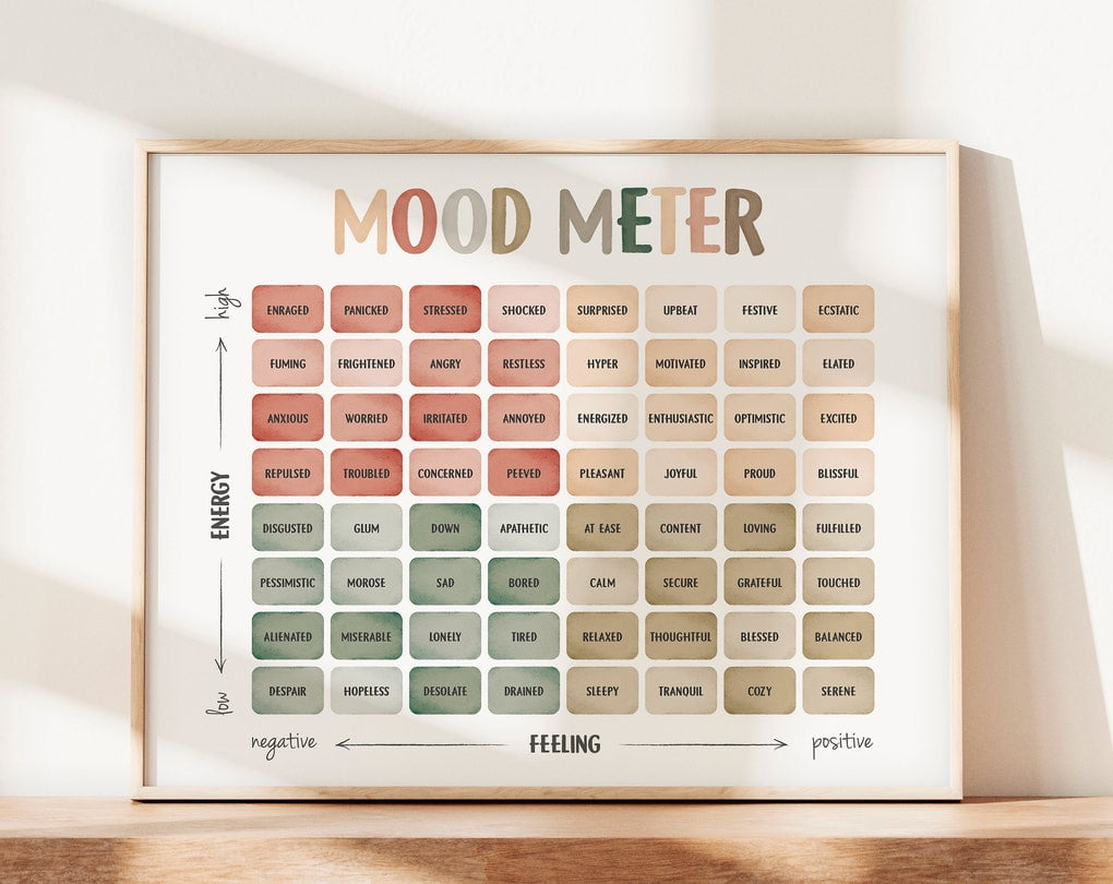 Mood Meter Poster, Feelings Chart, Zones Of Regulation, Mental Health ...