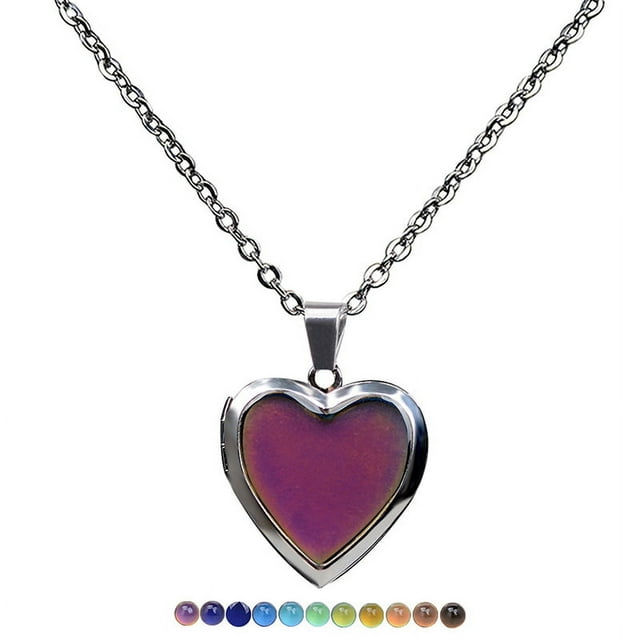 Mood Necklaces Heart Pendant Necklace Temperature Control Color Change Necklace - Walmart.com