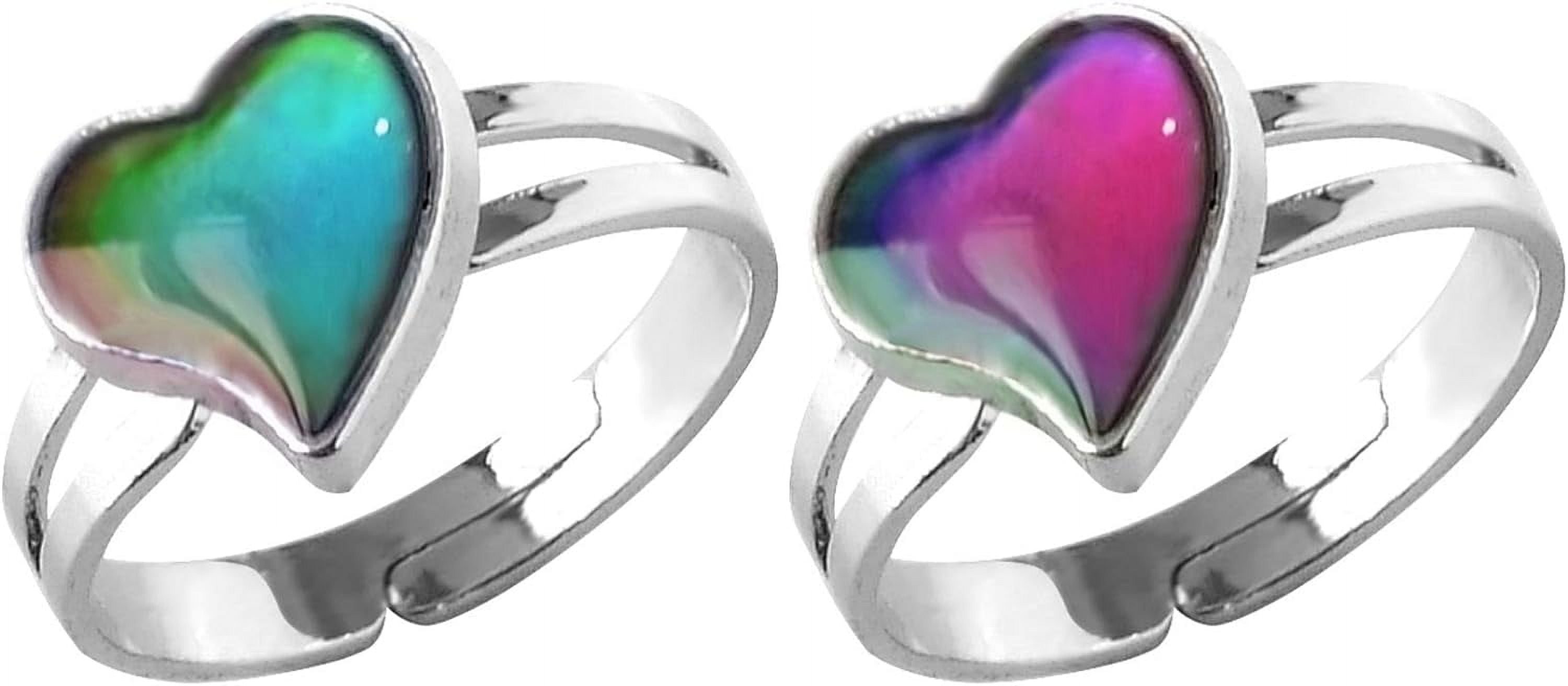 Mood Ring Love Heart Color Changing Emotional Feeling Adjustable Size ...