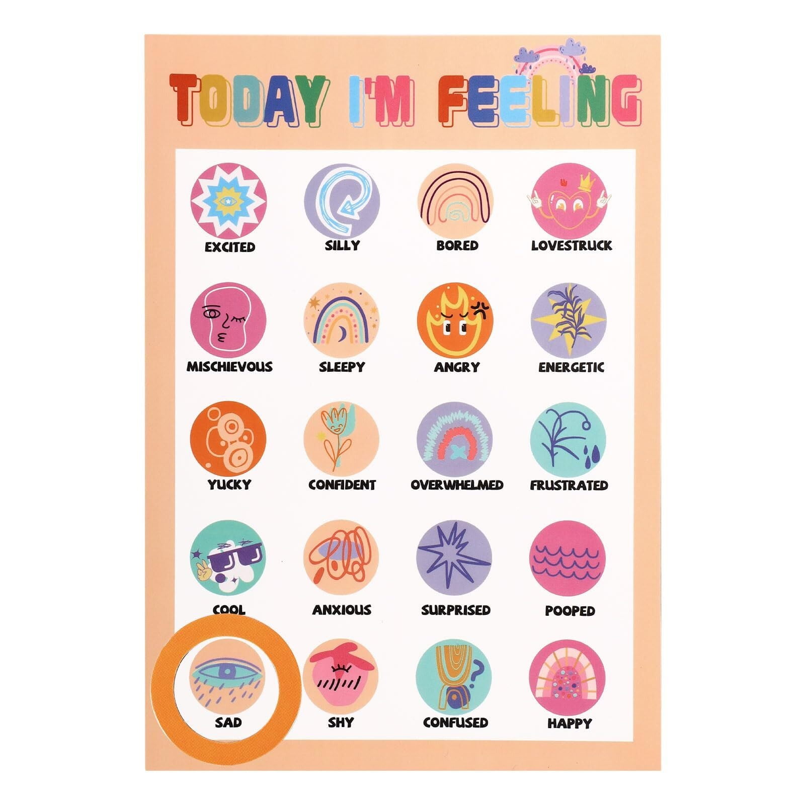 Mood Tracker, Bohemia Style Feeling Chart Poster with Magnetic Ring ...