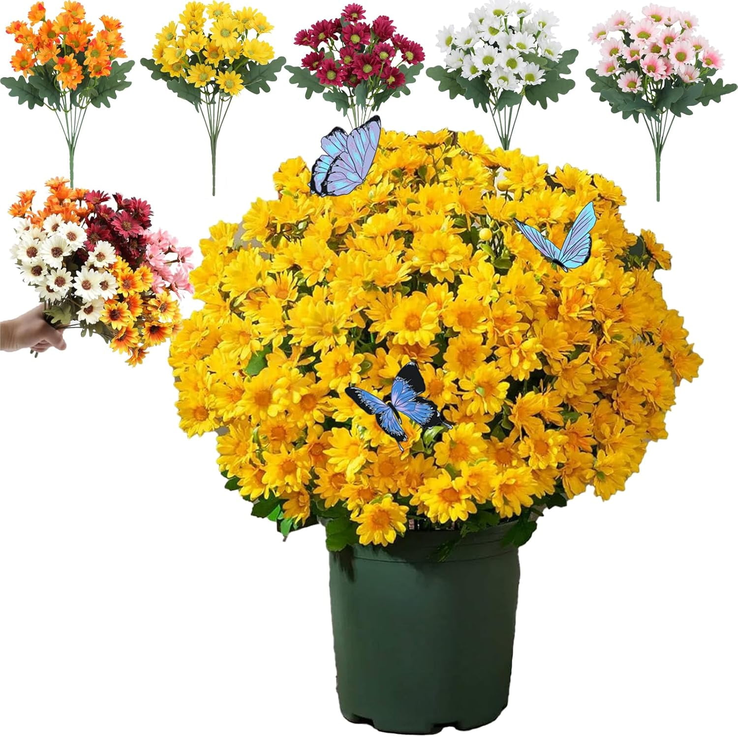 Mooddairy/Funsdecor Artificial Mums,Artificial Sunset Mums Outdoor ...