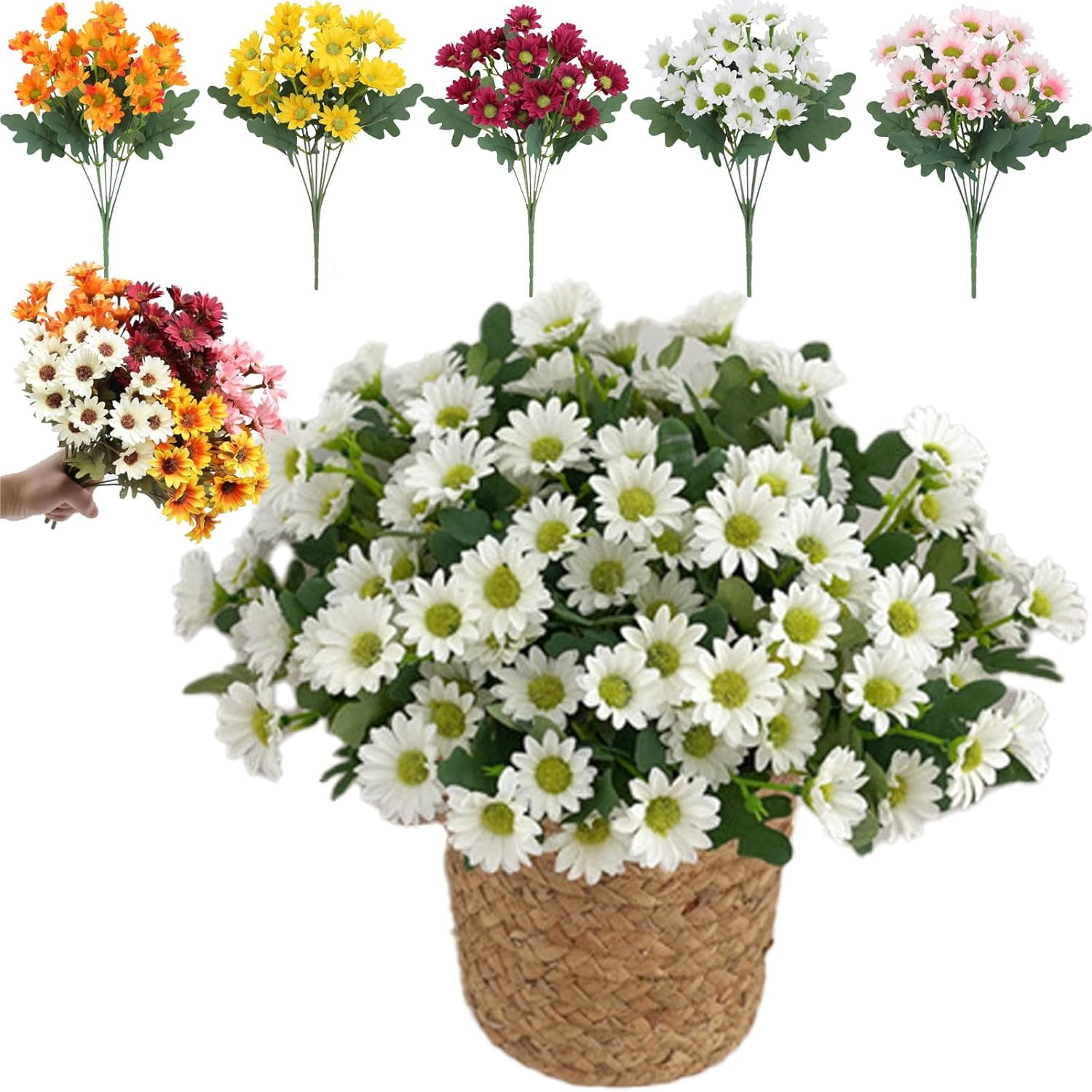 Mooddairy/Funsdecor Artificial Mums,Artificial Sunset Mums Outdoor ...