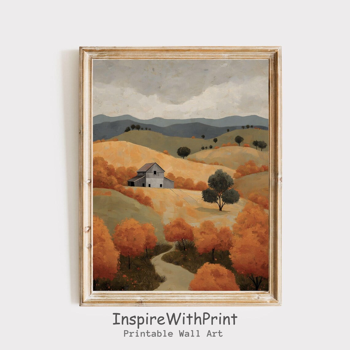 Moody Autumn Landscape Poster Autumn Vintage Style , Farmhouse Fall ...