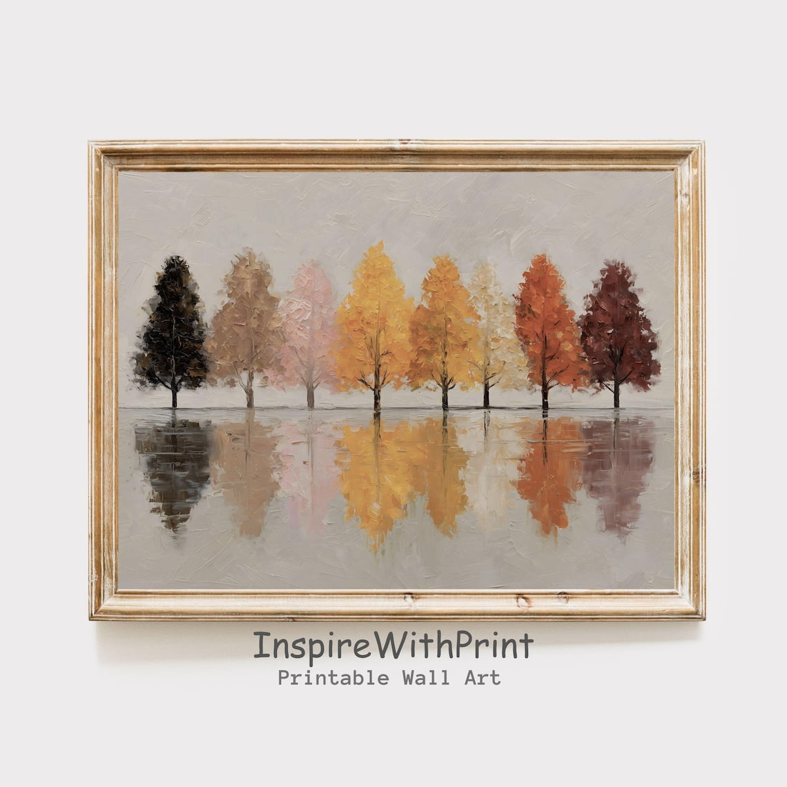 Moody Autumn Trees Landscape Poster Autumn Vintage Style , Farmhouse ...