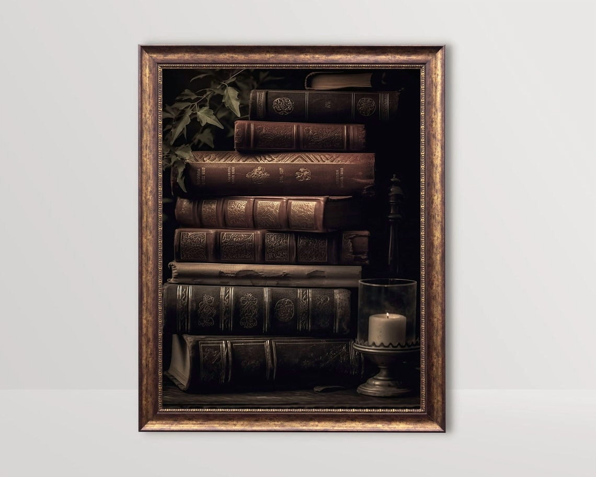 Moody Book Shelf, Dark Academia Print, Bookish Art Print, Dark ...