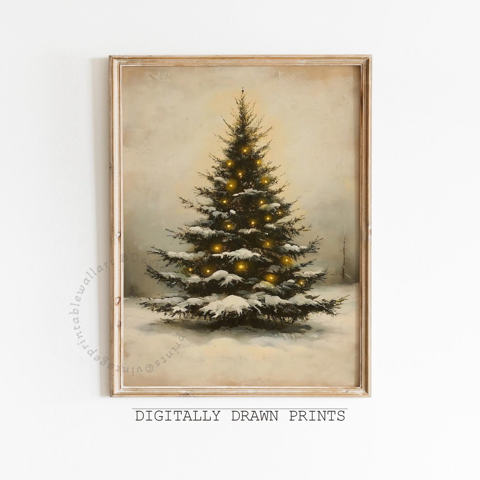 Moody Christmas Tree Print, Vintage Christmas Decor Printable Wall Art ...