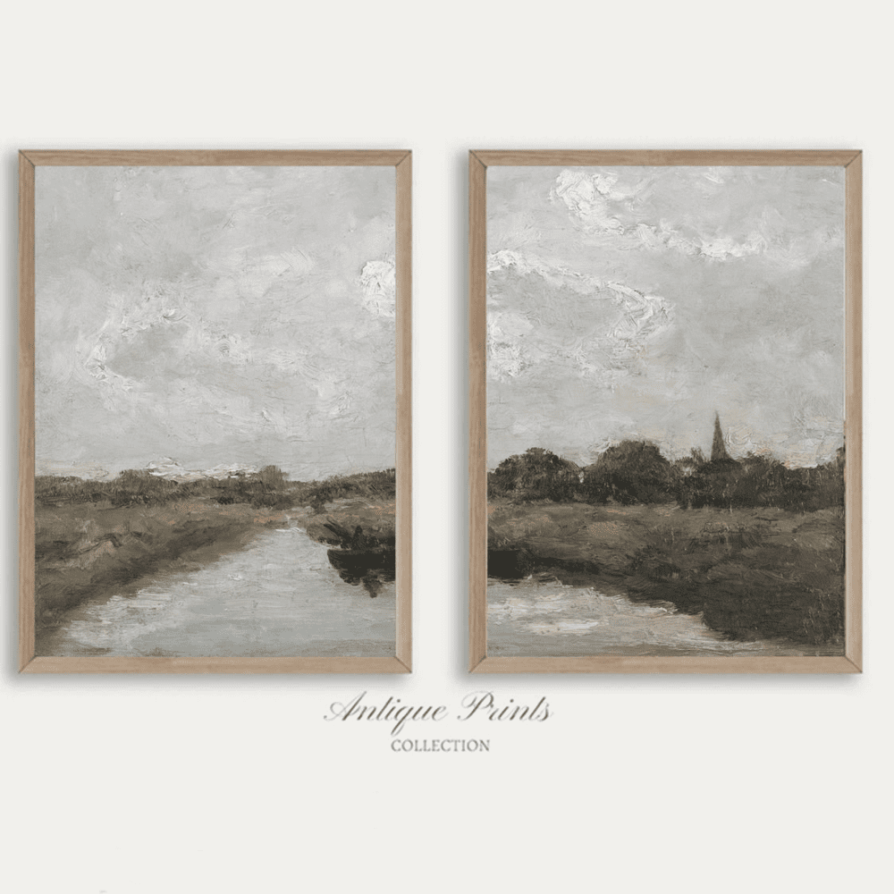Moody Country Landscape Rustic Farmhouse Poster Set 2 Prints Set 2 ...