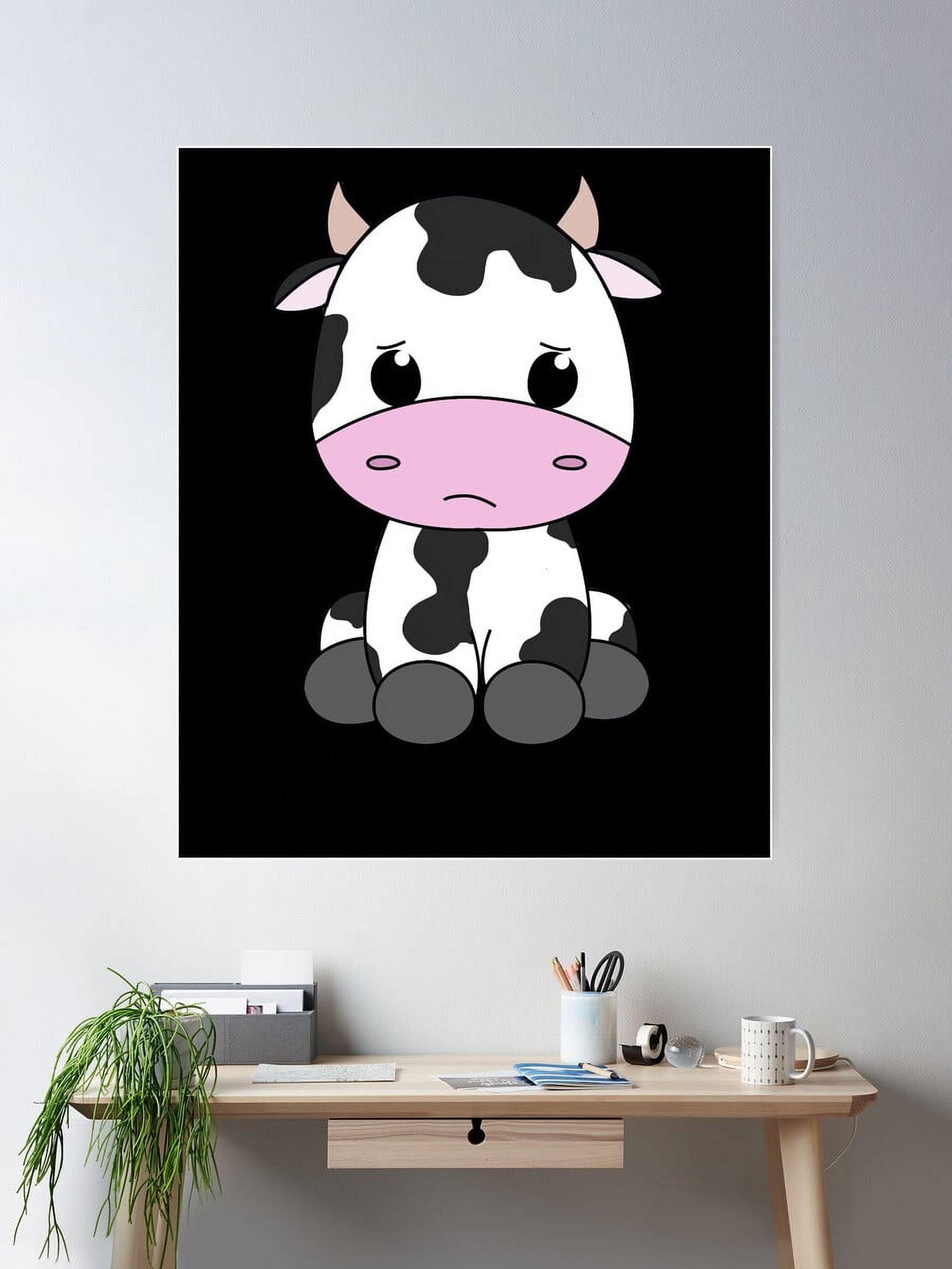 Moody Cute Cartoon Cow Poster Wall Art, Modern Wall Decor For Living ...