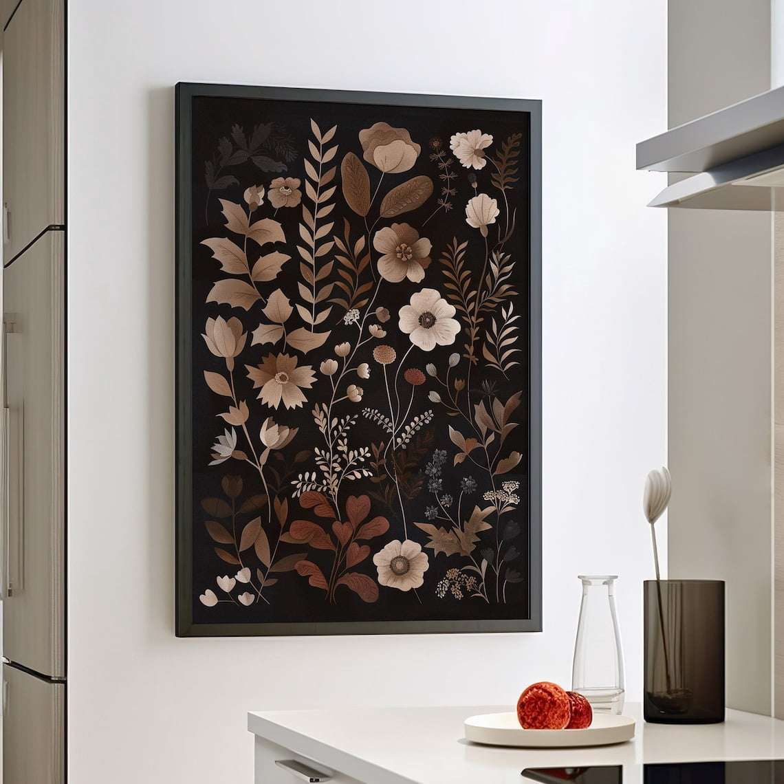 Moody Floral Dark Art Print Or, Moody Wall Art Minimalist Flowers ...