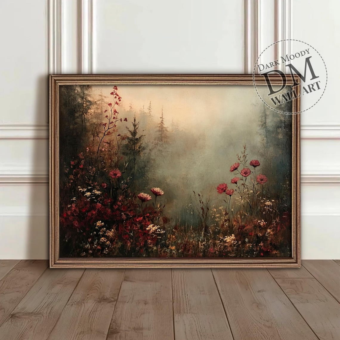 Moody Forest Flowers Wall Art, Dark Gothic Landscape Print, Unframed ...