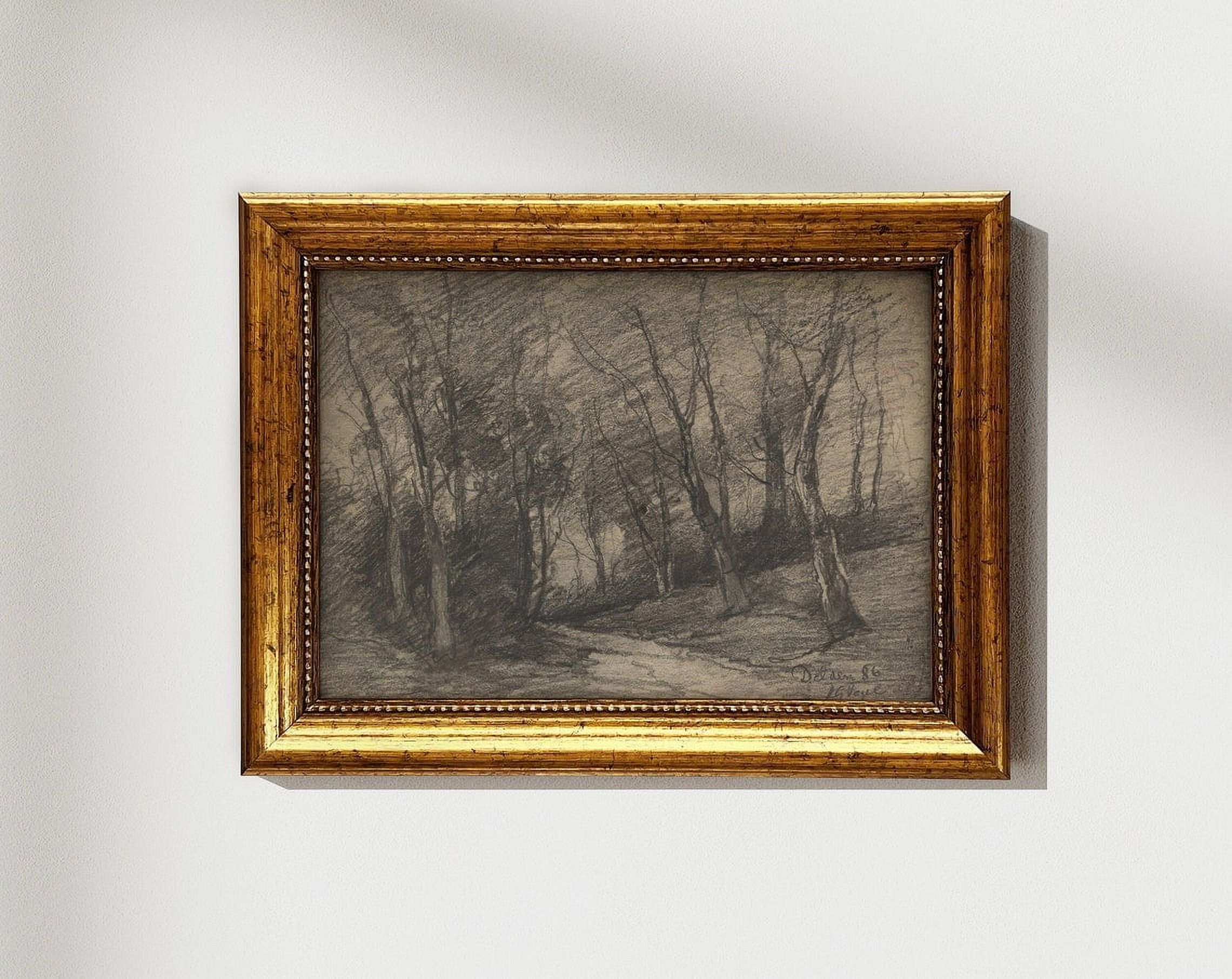Moody Forest Landscape Sketch, Neutral Scenery Print, Rustic Decor ...