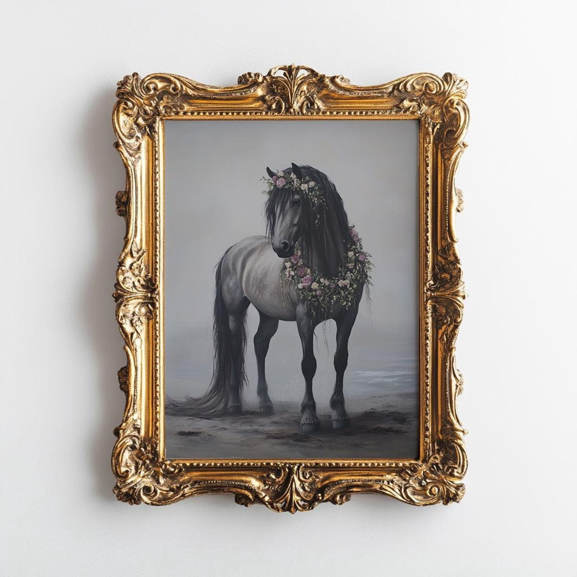 Moody Horse Wall Art Floral Horse Horse Lover Horse Girl Cowgirl Wall ...