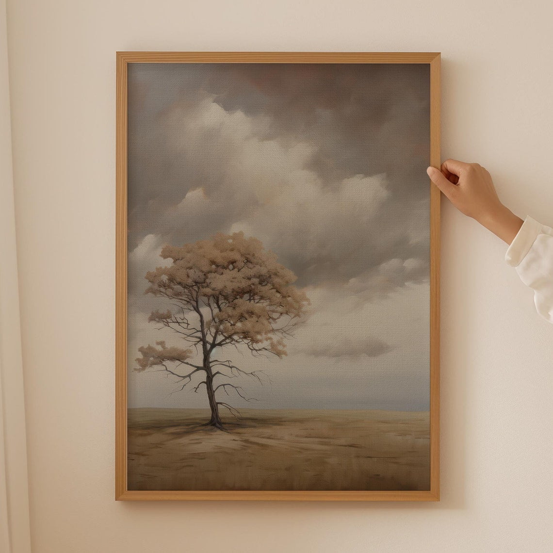 Moody Landscape Art Print, Cloudy Sky Painting, Mutes Landscape Art ...