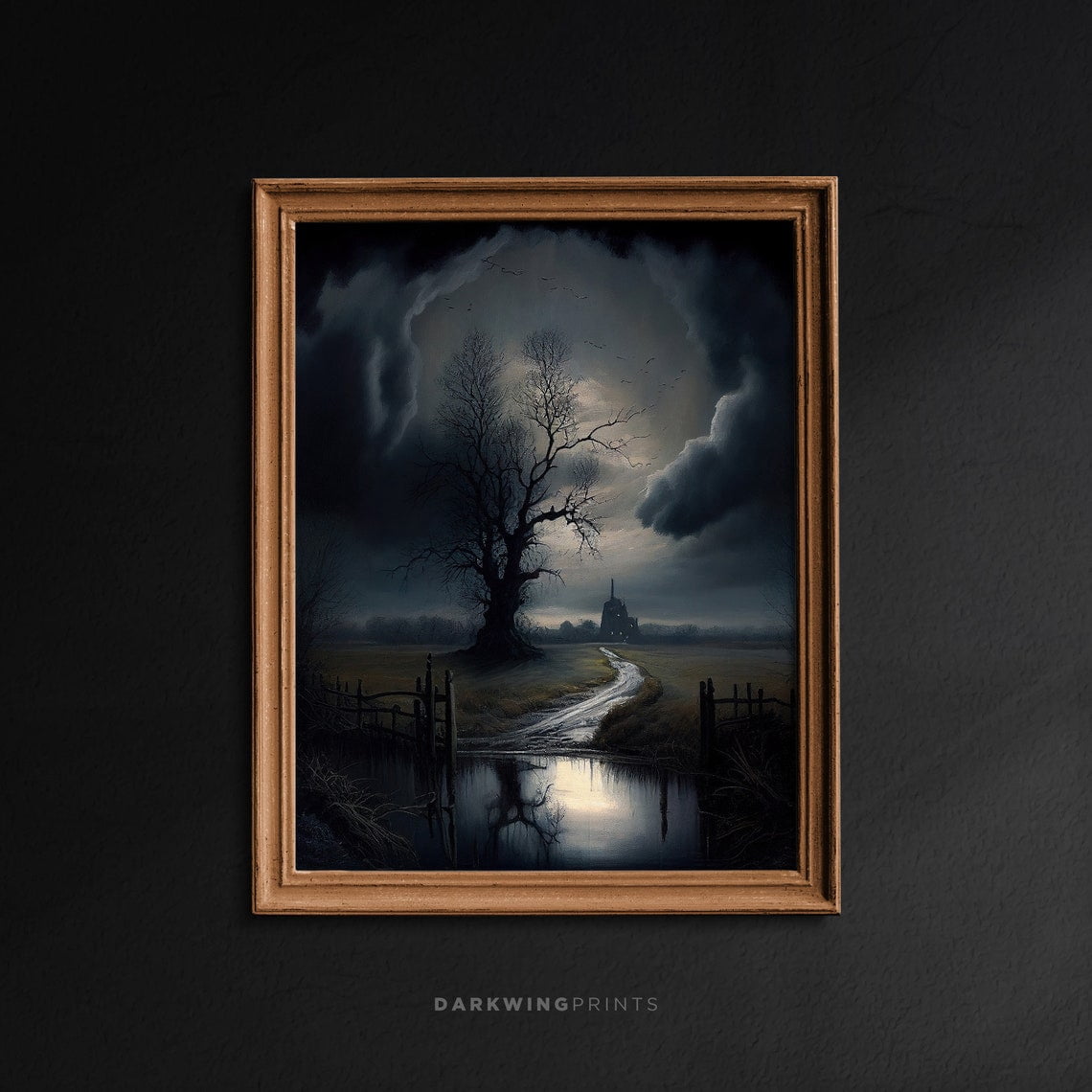 Moody Landscape Wall Art, Moonlight, Vintage Dark Artwork, Dark ...