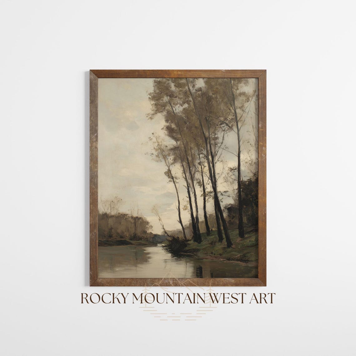 Moody Nature Wall Art Dark Forest Landscape Decor Woodland River Print ...