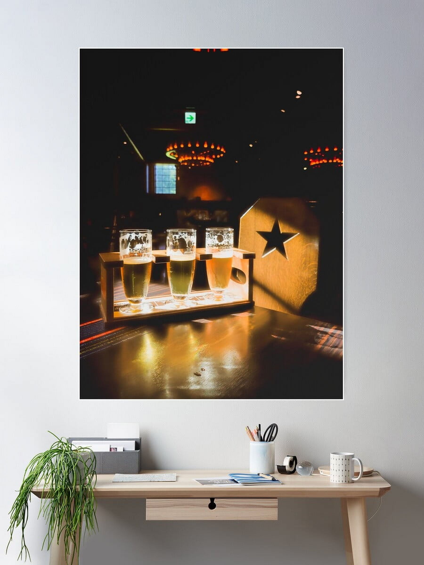 A Moody Shot Of Three Beer Glasses Filled With Different Colored Beers ...
