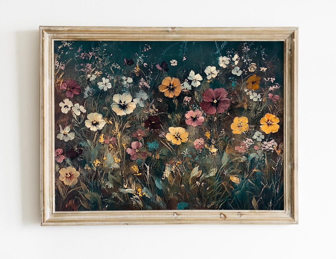 Moody Spring Flowers Boho Floral Wall Art Poster Grandmillennial ...