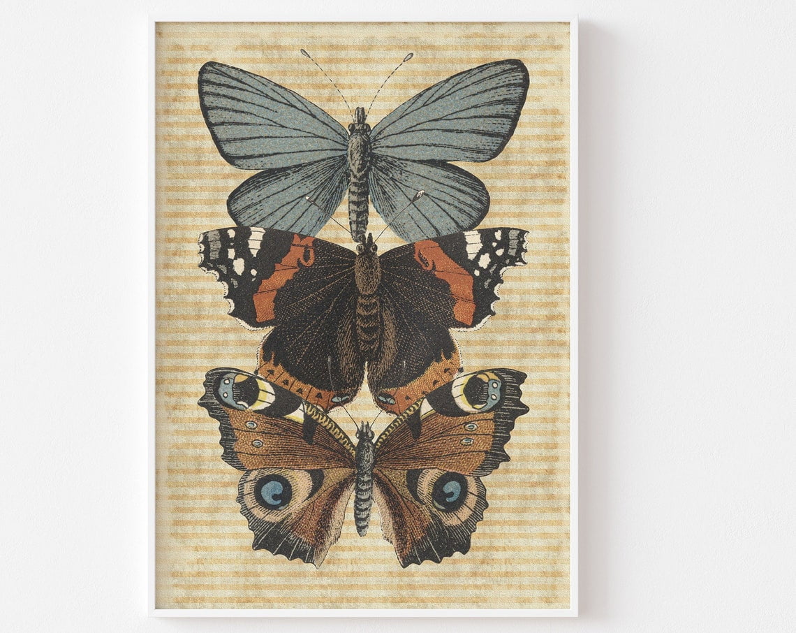 Moody Vintage Butterfly Print - Vintage Aesthetic, Grunge, Cottagecore ...